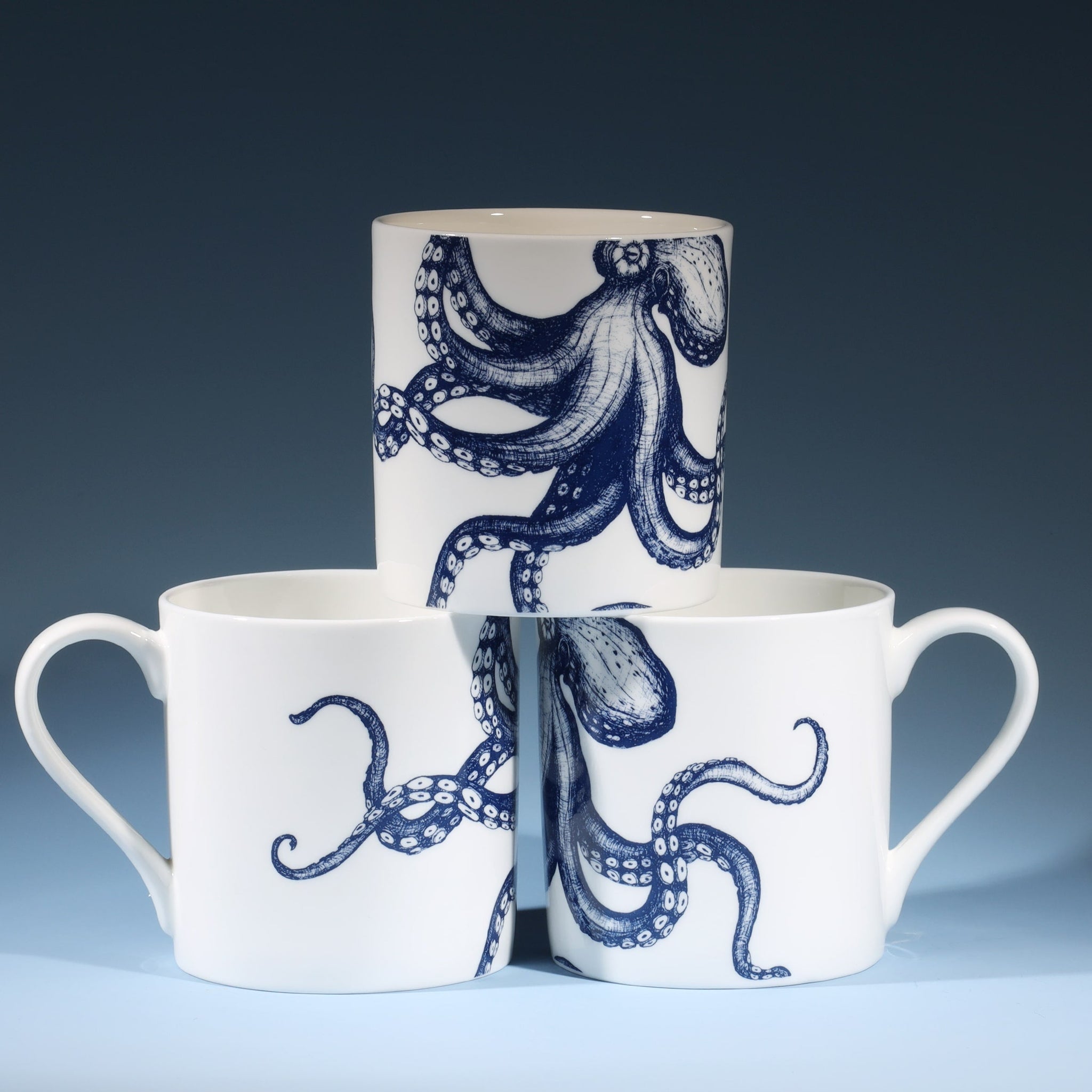 Luxury Unique Coastal Bone China Kraken Octopus Mug | Cream Cornwall