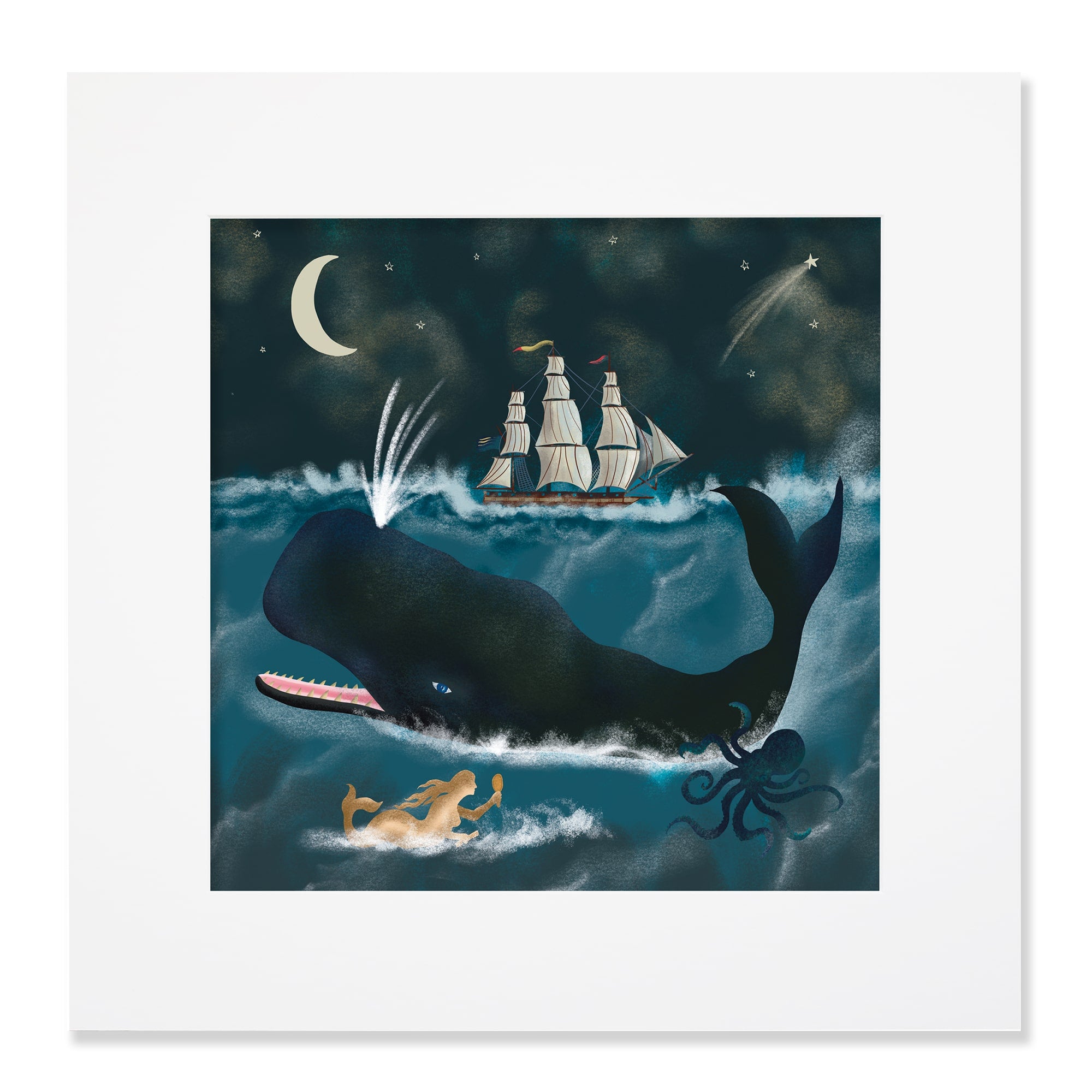 Under The Crescent Moon Art Print – Mounted in 2 Sizes | Cream Cornwall