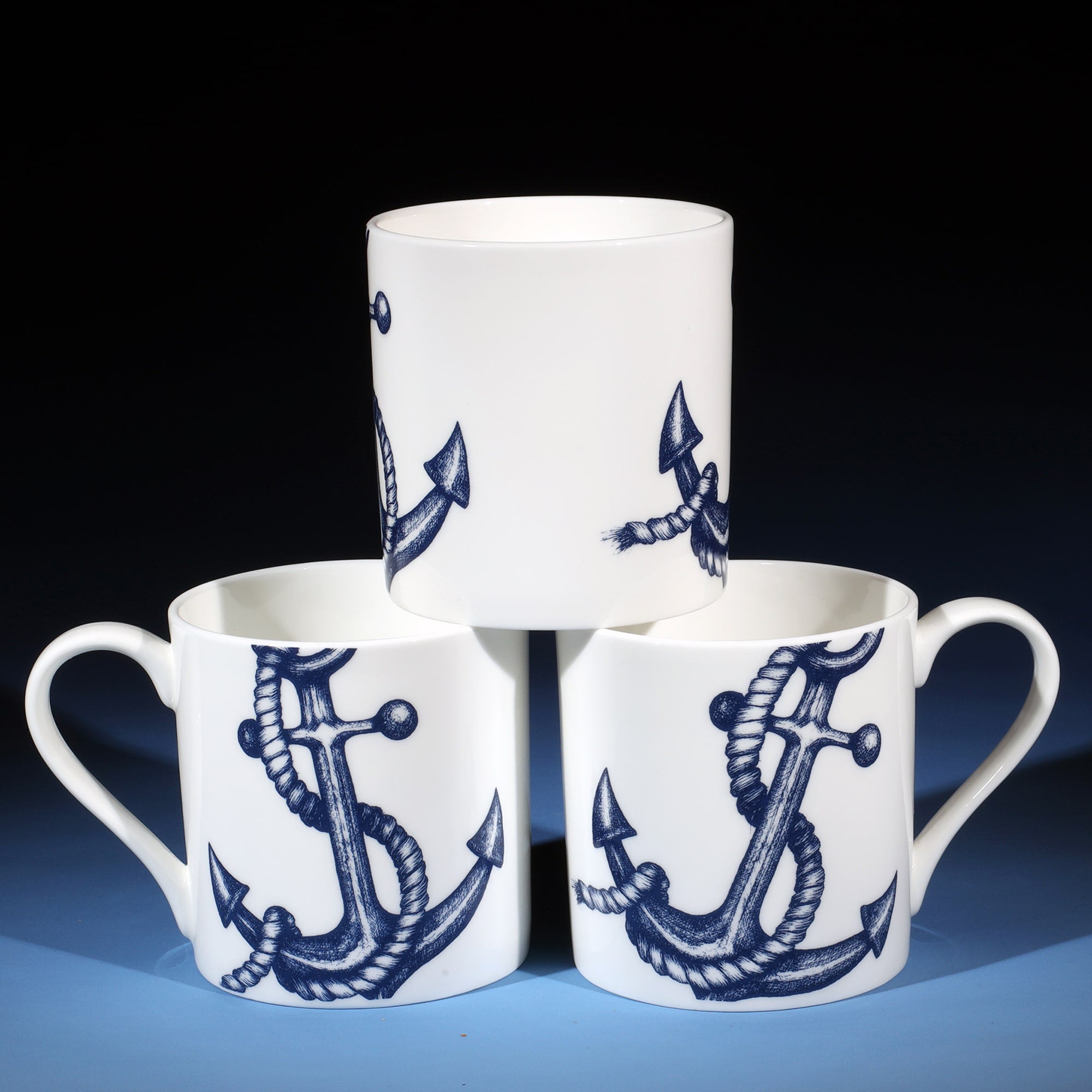 Luxury Coastal Bone China Anchor Mug | Cream Cornwall