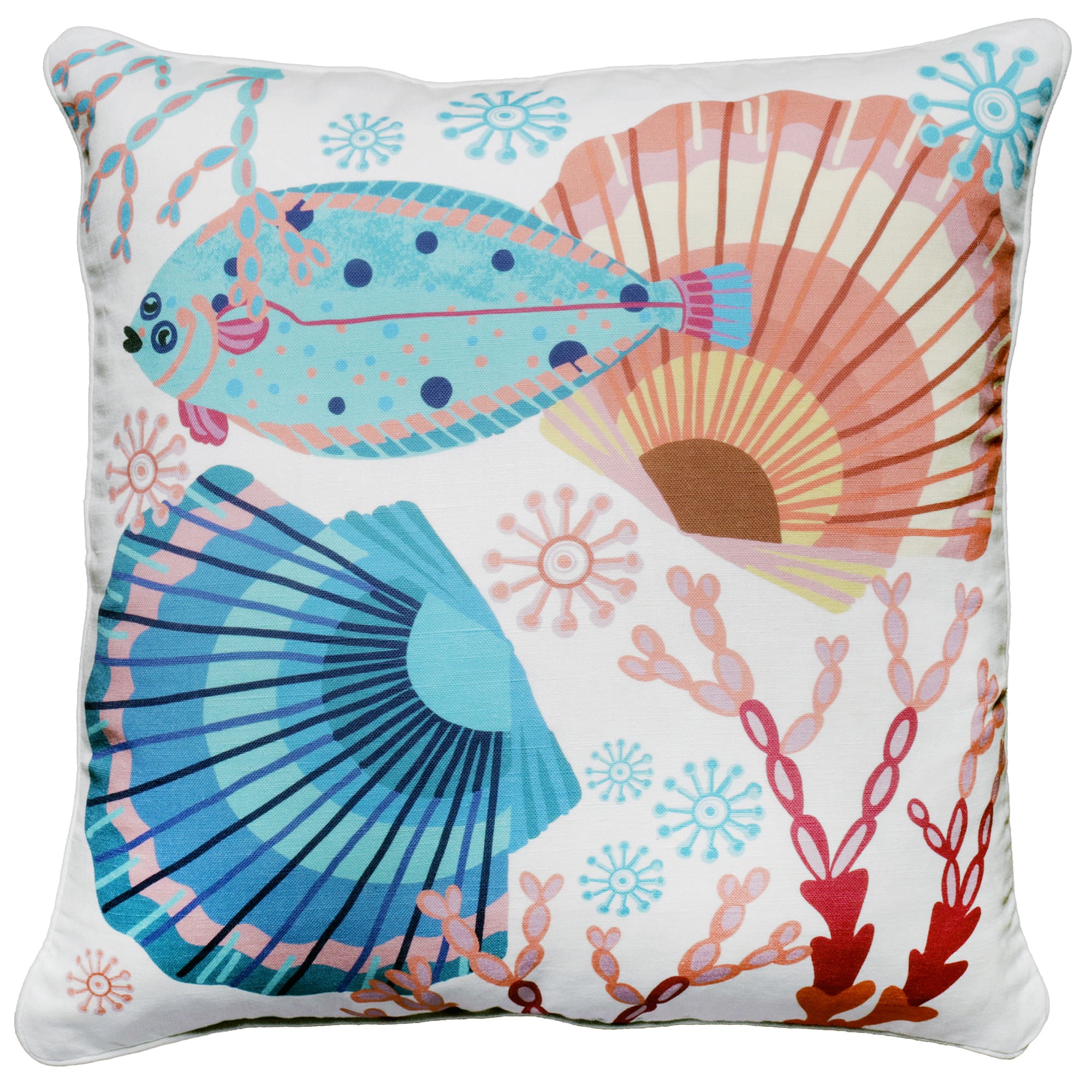Catch Of The Day Coastal Flat Fish Cushion | Cream Cornwall