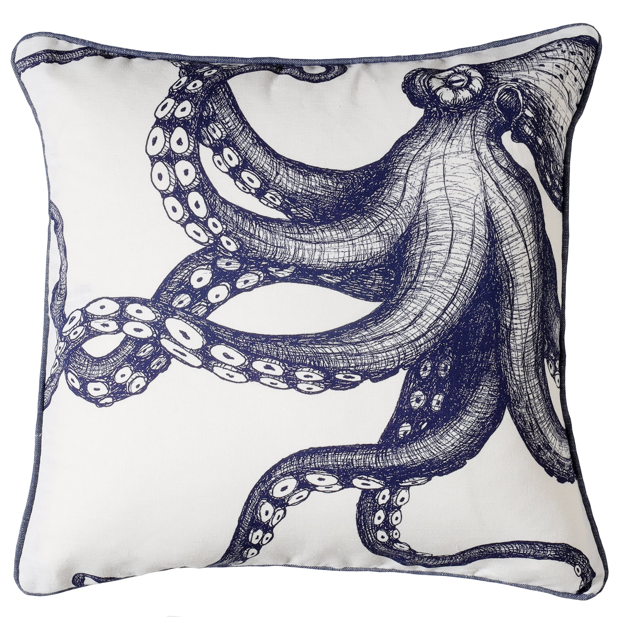 Luxury Coastal Linen Octopus Cushion Cover | Cream Cornwall