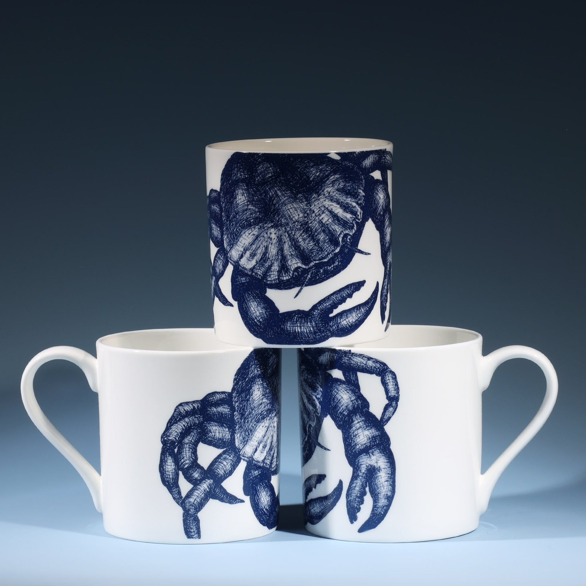 Luxury Coastal Bone China Mug With Crab Design | Cream Cornwall